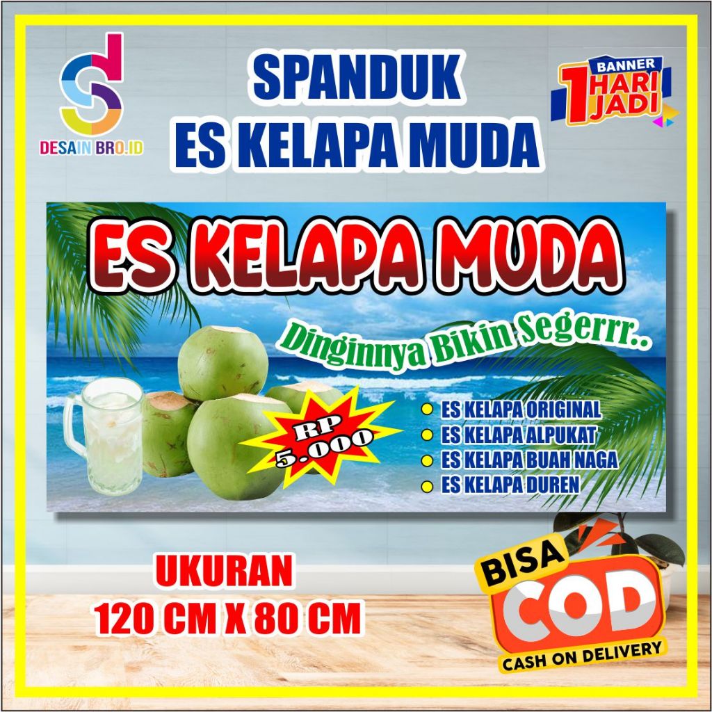 Jual BANNER/SPANDUK ES KELAPA MUDA ( BISA CUSTOM ) UKURAN 120X80 CM ...