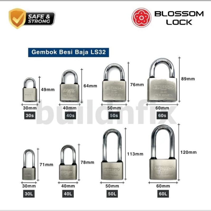 Jual GEMBOK BESI BAJA LS32 UNTUK PINTU PAGAR / TOKO / KANTOR 40 MM ...