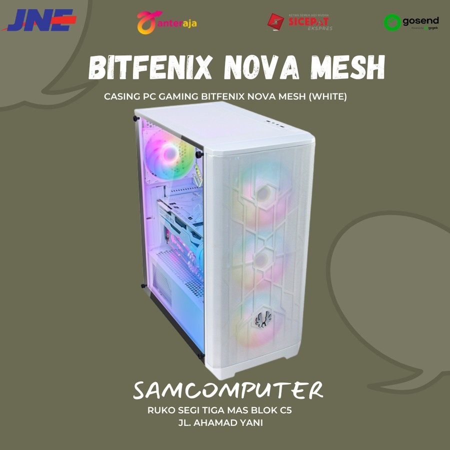 Jual BITFENIX NOVA MESH SE TG White Tempered Glass ATX Mid Tower Case 4 ...