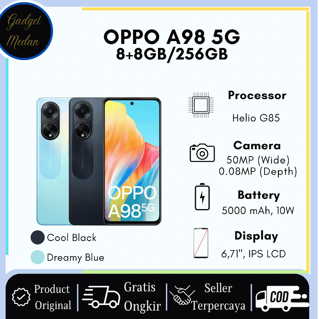 Jual OPPO A98 5G RAM 8GB/256GB GARANSI RESMI OPPO INDONESIA | Shopee Indonesia