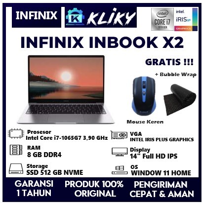 Jual Laptop Infinix Inbook X2 Intel core i7 Ram 8 GB Ssd 512 GB 14 ...