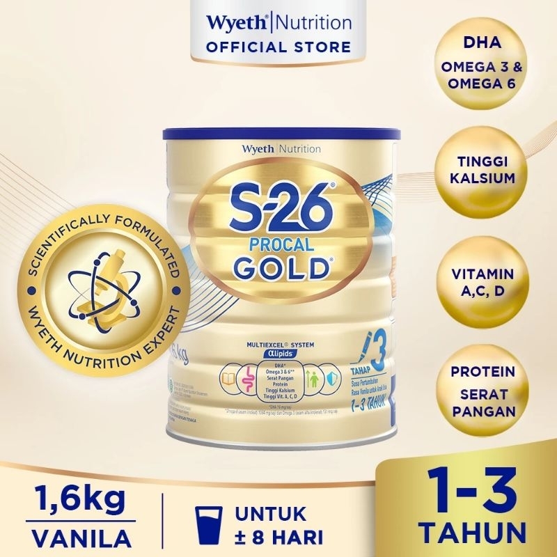 Jual S-26 Procal GOLD Tahap 3 Vanila Susu Pertumbuhan Anak Usia 1-3 Tahun 1600 gr / Susu S26 ...
