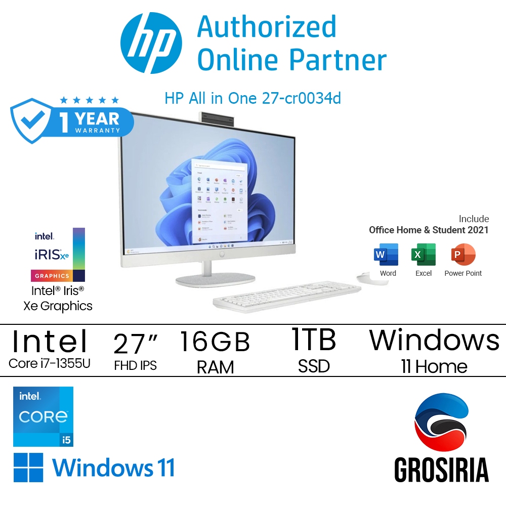 Jual HP PC Desktop AIO 27 CR0034D Intel Core I7 1355U 16GB 1TB SSD Iris ...