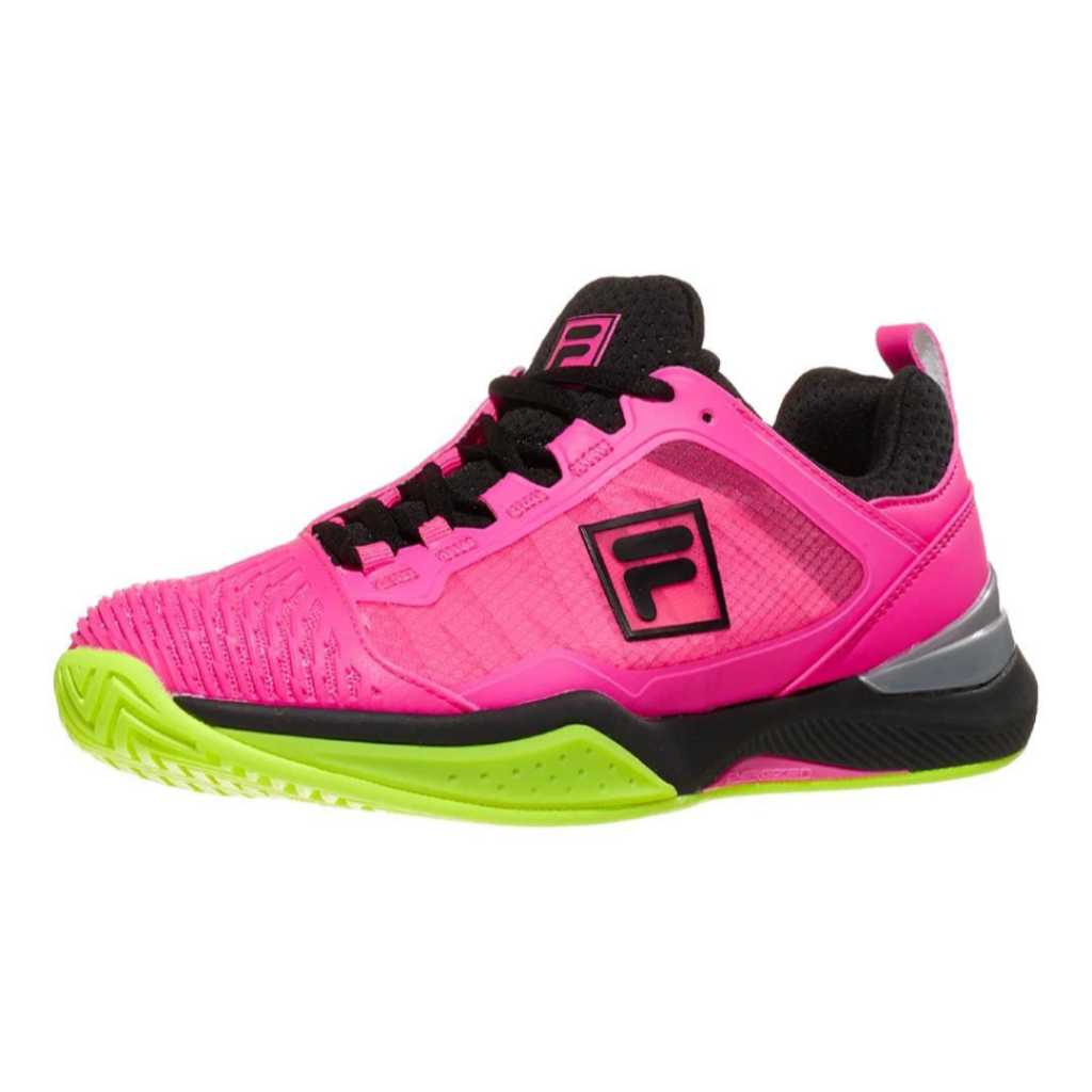 Jual Sepatu Tenis Wanita Fila Speedserve Pink Yellow Black Women Tennis ...