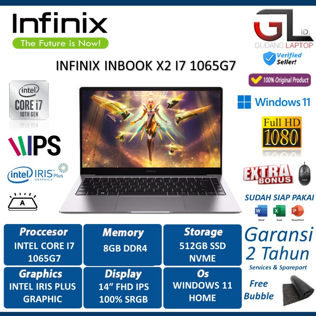 Jual Laptop Infinix inbook x2 intel core i7 1065g7 8gb 512gb 100% sRGB ...