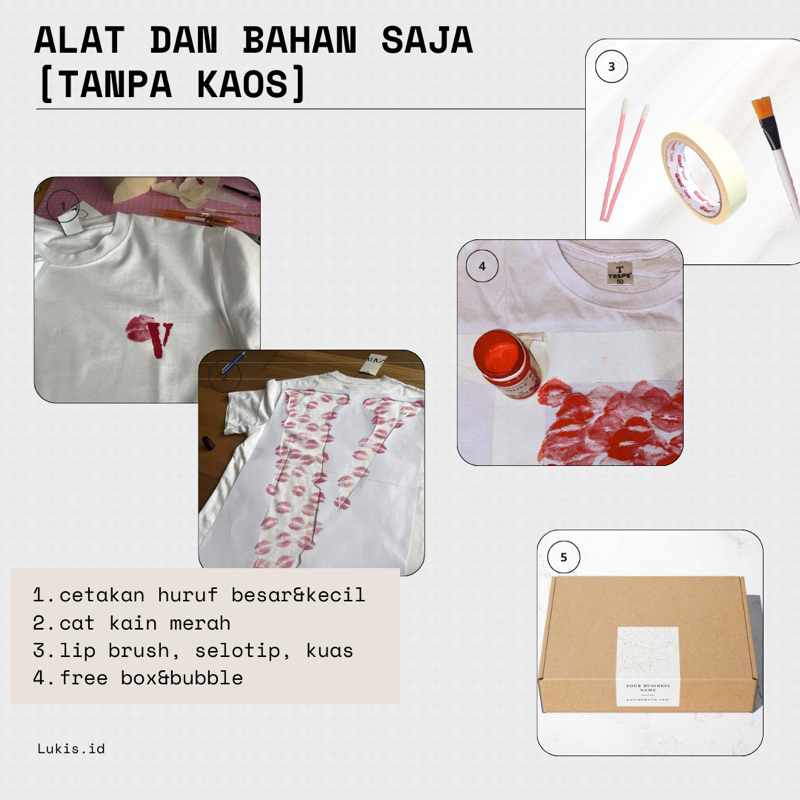 Jual TANPA KAOS [alat bahan saja] (freebox&kertas setrika) DIY T-SHIRT KISS | KAOS TSHIRT KISS ...