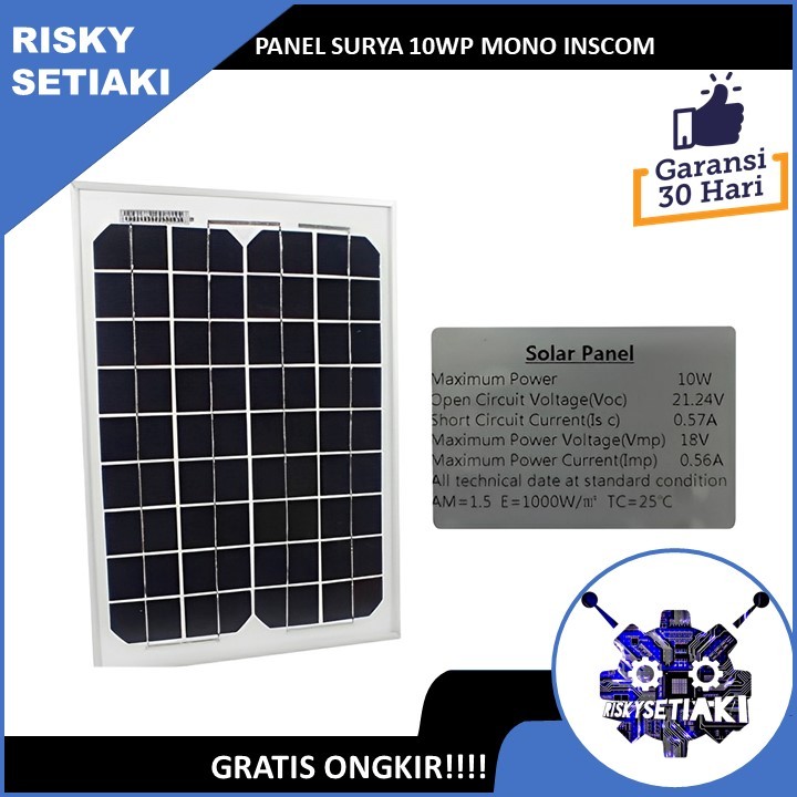 Jual SOLAR PANEL 10W SOLAR CELL 10WATT PANEL SURYA 10WP MONO INSCOM ...