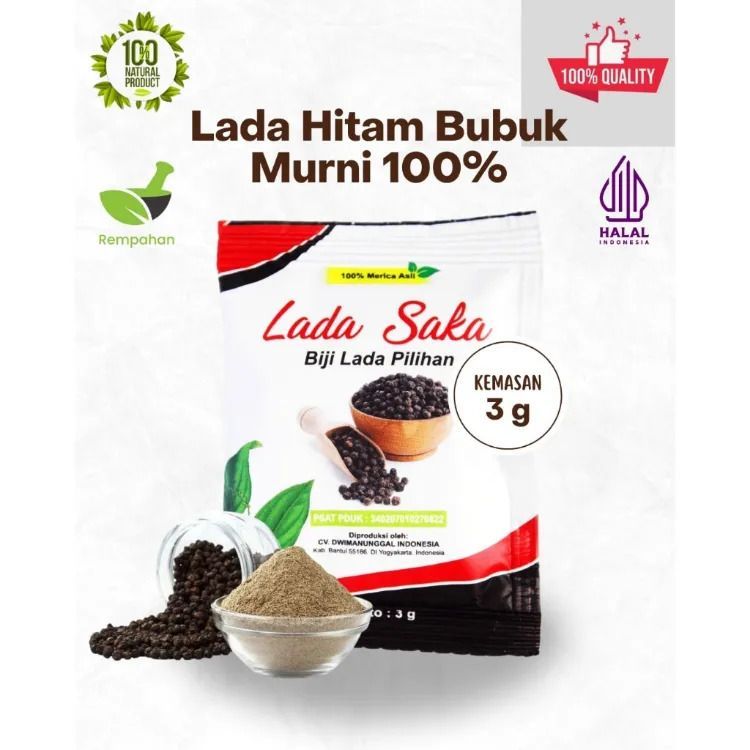 Jual Lada Hitam Bubuk LadaSaka 3 gram 100% biji lada murni | Shopee ...
