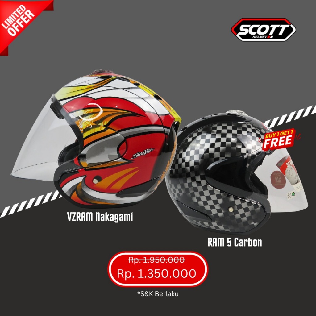 Jual ( FREE STIKER)Helm scott ram 4 / helm R5 / VZRAMhelm ala ala ...