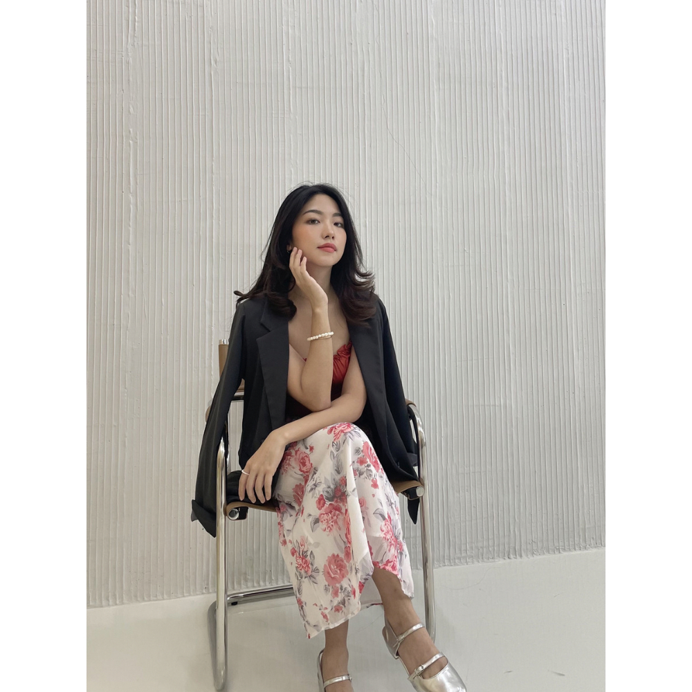 Jual Blaire Skirt - Rok Midi Wanita Floral Flowy [Asta Studios] | Shopee Indonesia
