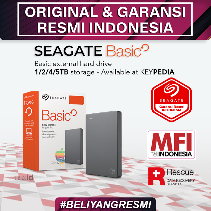 Jual SEAGATE Basic 1TB / 2TB / 4TB / 5TB - External HDD - Garansi Resmi - MFI | Shopee Indonesia