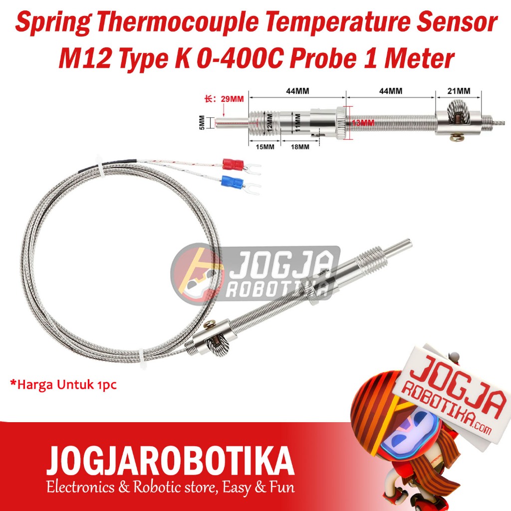 Jual Compression Spring Thermocouple Temperature Sensor M12 Type K 0 ...