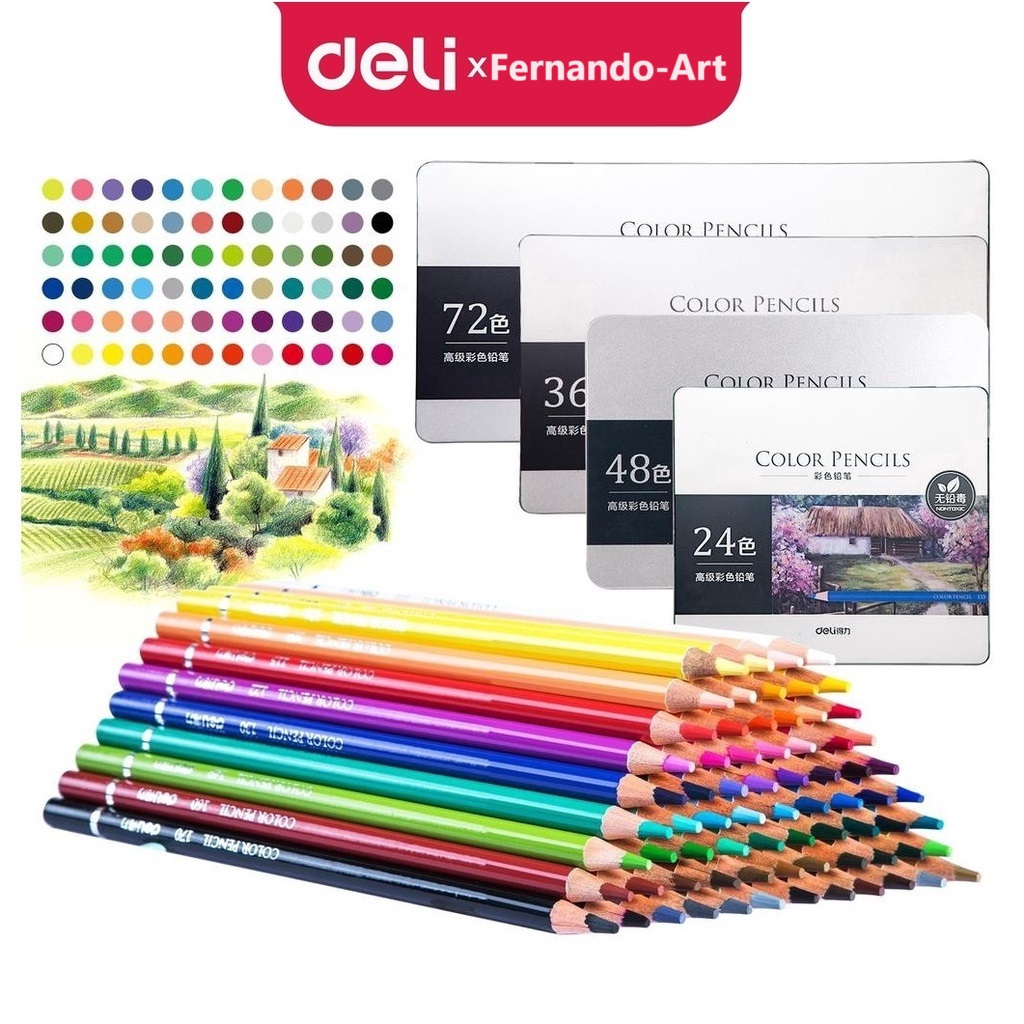 Jual High-grade Oil Pencil Color Deli/Pensil Warna Minyak 24/36/48/72 ...