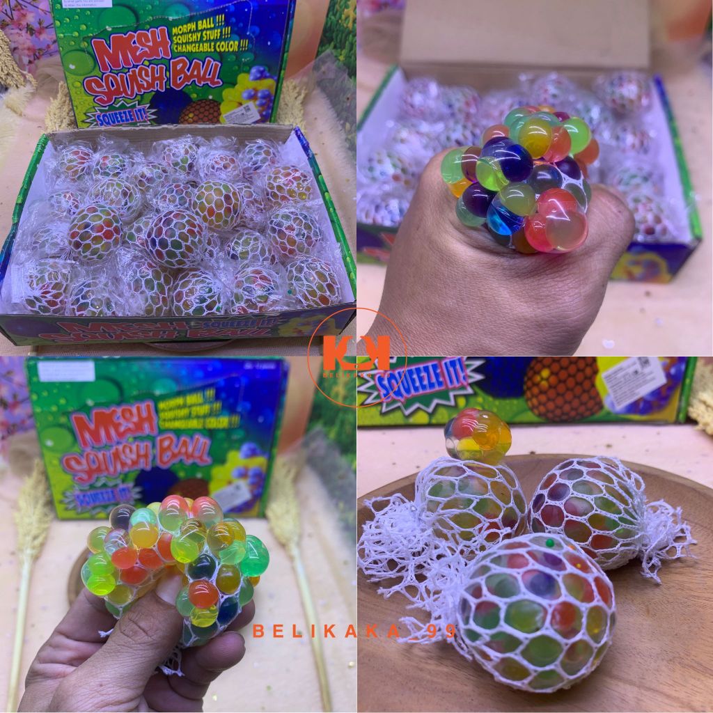 Jual MAINAN MESH SQUISHY BALL ANTI STRESS / BOLA ANGGUR PENCET ANTI ...