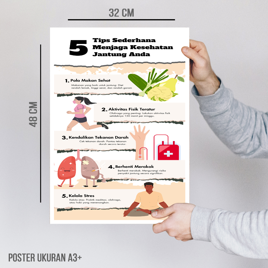 Jual Poster Edukasi Menjaga kesehatan jantung - Ukuran A3plus | Shopee ...