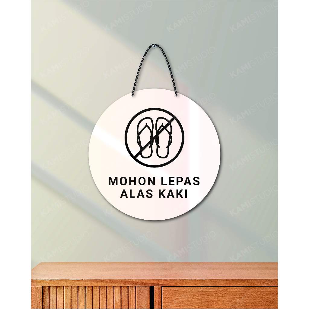 Jual TULISAN MOHON LEPAS ALAS KAKI 20X20 CM GANTUNG/ SIGN GANTUNG MOHON ...