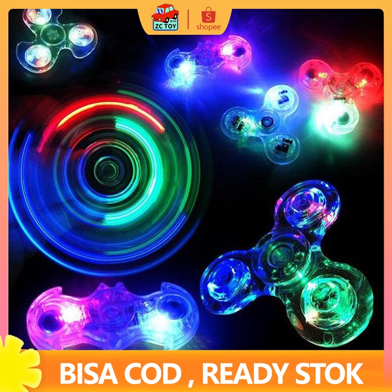 Jual ZCTOY LED Warna Transparan Fidget Spinner Led Rainbow Mainan Anak ...
