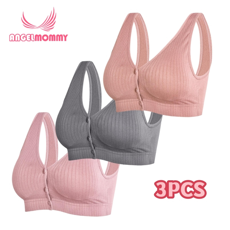 Jual 3PCS Nursing Bra Wanita Bra Menyusui Kancing Depan Tanpa Kawat ...