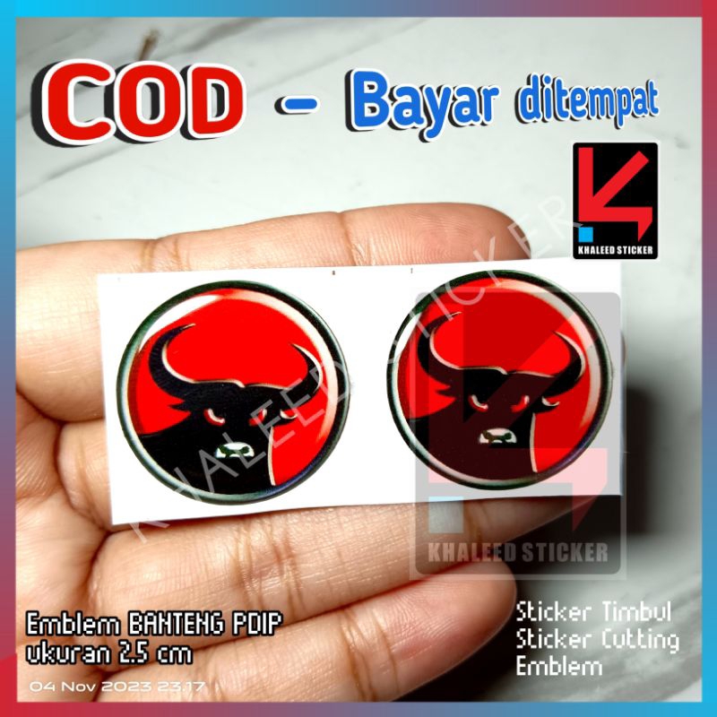 Jual Sticker timbul emblem 3D stiker Banteng PDIP 1 pasang ukuran 2,5 ...