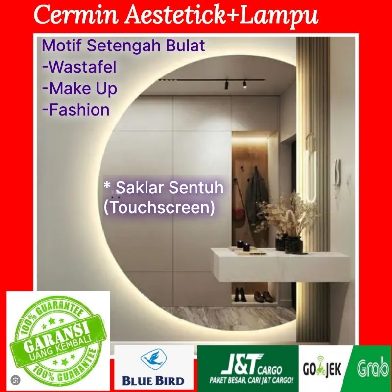 Jual Kaca Cermin Touchscreen Saklar Sentuh Setangah Bulat Mirror Rias ...
