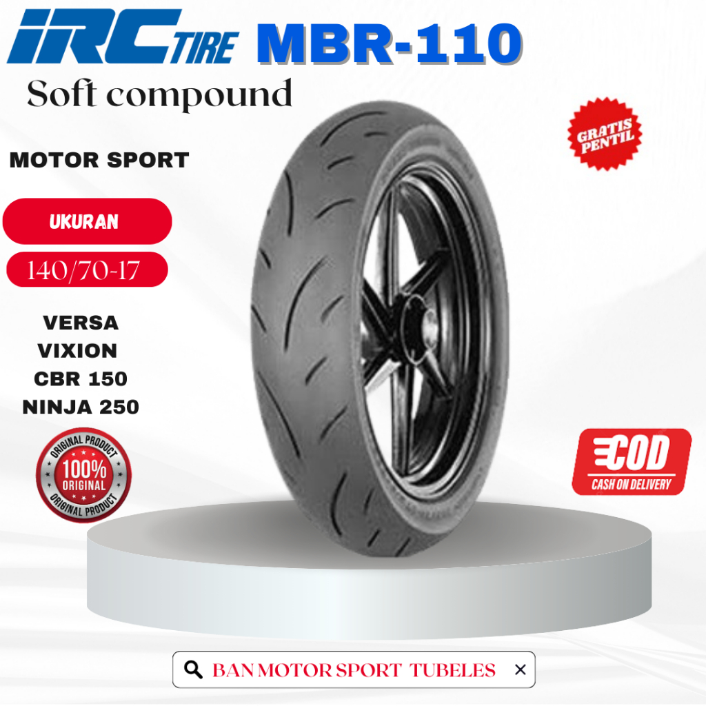 Jual Ban Motor Sport Tubeless IRC MBR 110 Ukuran 140 70 Ring 17 ...