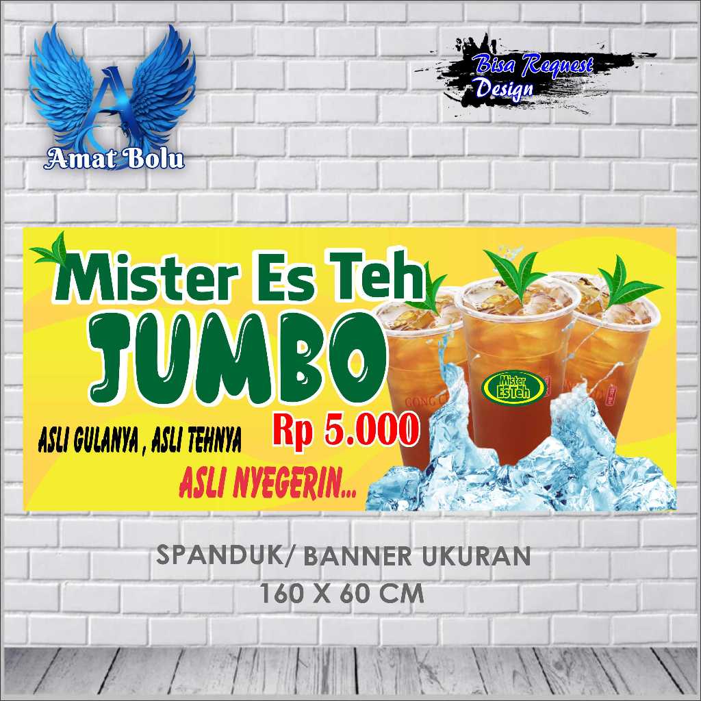Jual BANNER ES JUMBO COSTOM UKURAN BISA REQUEST DESAIN UKURAN TULISAN ...