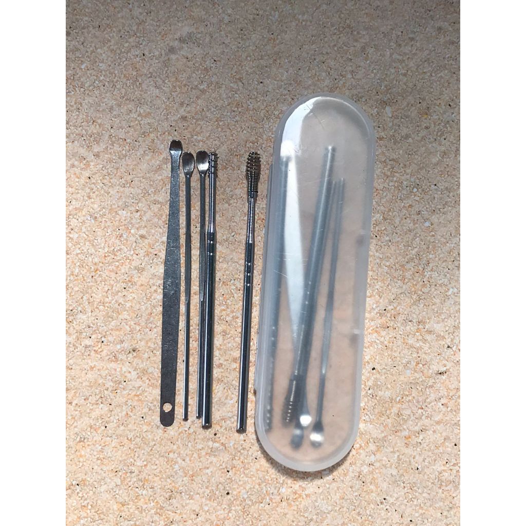 Jual SET ALAT KOREK KUPING TELINGA 5IN1 EAR WAX STAINLESS + BOX ...