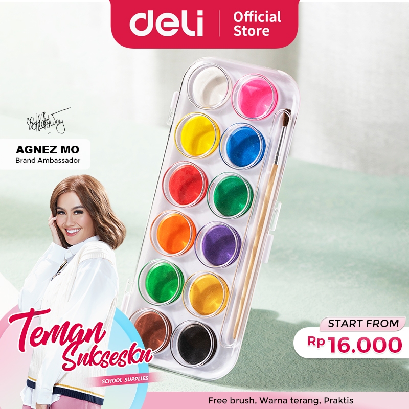 Jual Deli Cat Air Padat / Watercolor Painting Gratis Kuas 8 12 21 Warna ...