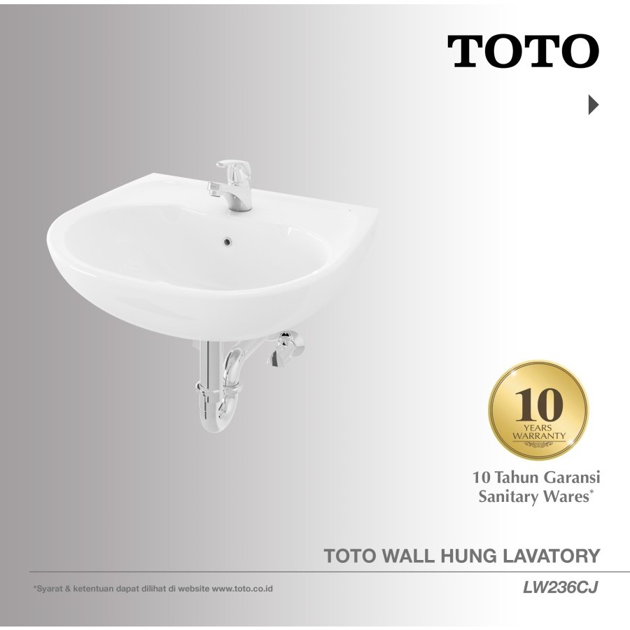Jual TOTO Wall Hung Lavatory 1 Tap Hole / Wastafel LW236CJ | Shopee Indonesia