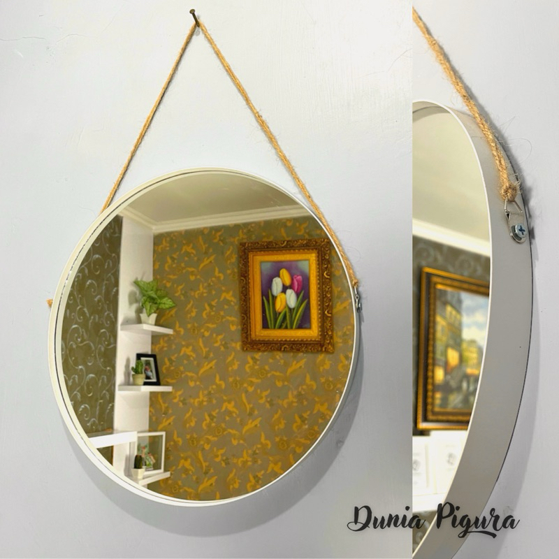 Jual Kaca Cermin Bulat Aesthetic | Kaca Cermin Gantung + Tali | Shopee ...