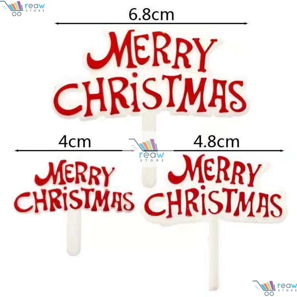 Jual Cake Topper Tulisan Merah Merry Christmas Hiasan Dekorasi Kue ...