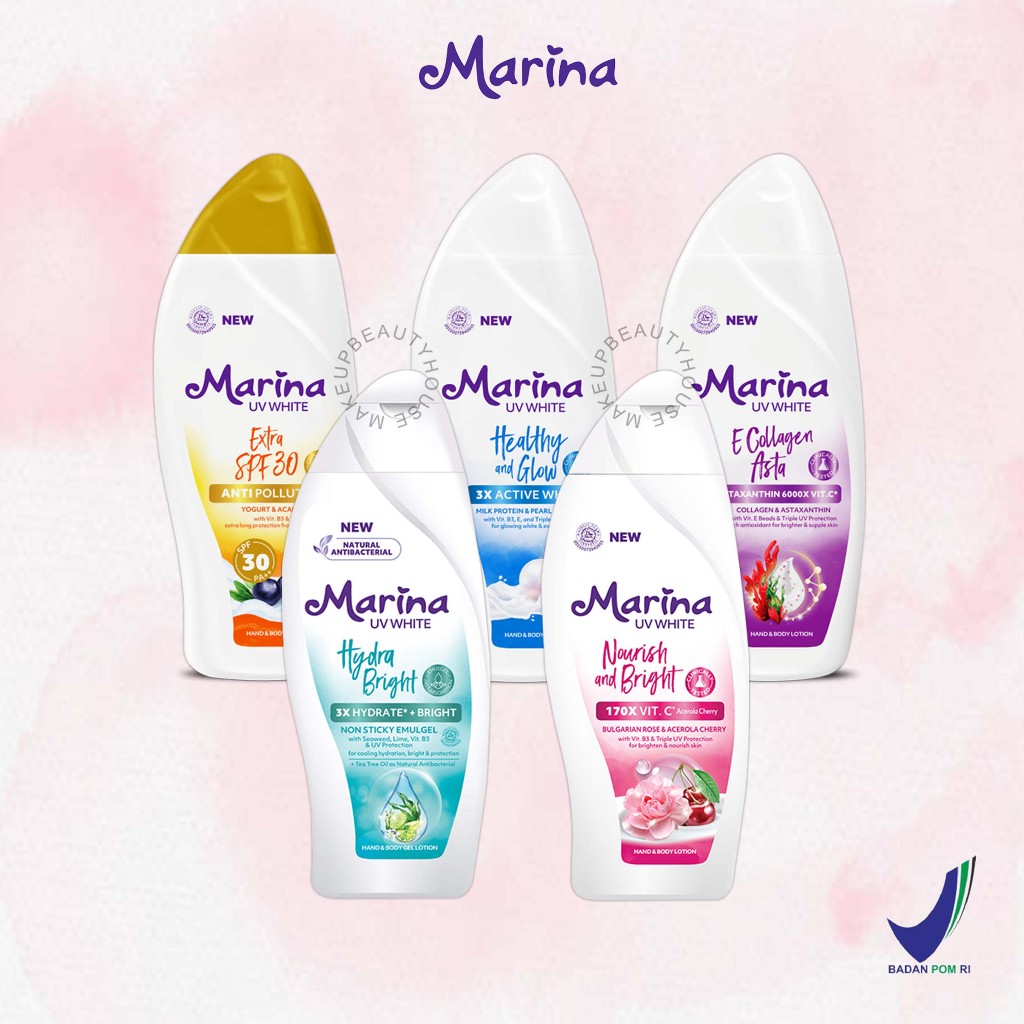 Jual MARINA Hand & Body Lotion UV White - Body Serum 92ml | 185ml ...