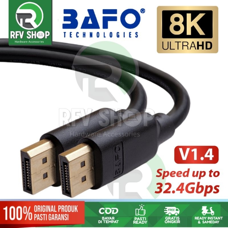 Jual BAFO Kabel DisplayPort male to male V1.4 support 8K 120Hz ultraHD ...