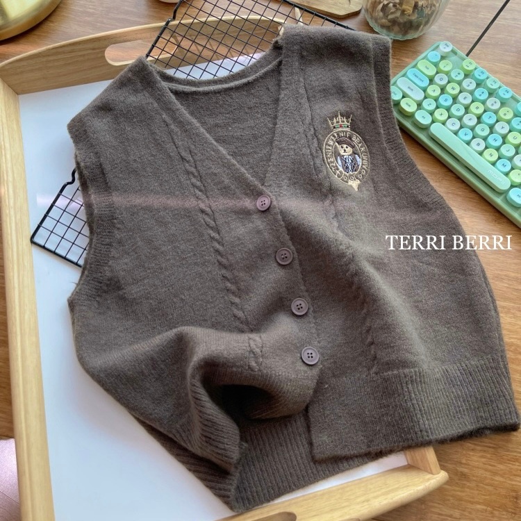 Jual Eunjoo Bear Vest Knit Bordir Korea | Rompi Rajut Premium Academy ...