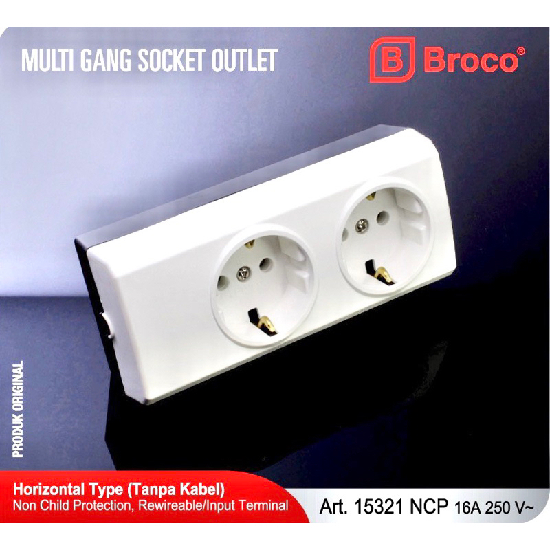 Jual Stopkontak Stop Kontak Arde 2L 2 Lubang Broco 15321 NCP 15321NCP ...