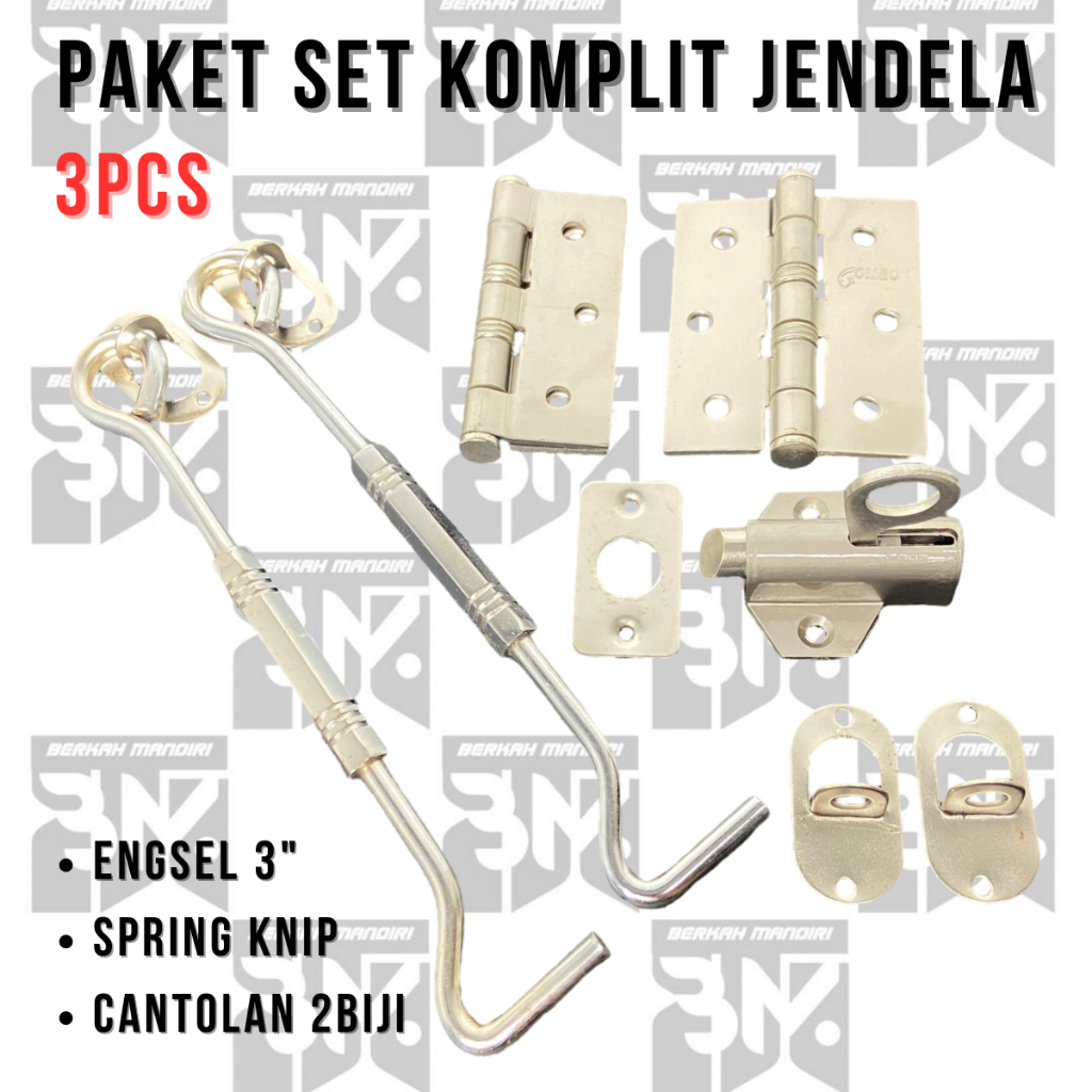 Jual Paket!! Engsel Jendela 3inch Tebal Silver 1 set,Hak angin Silver ...