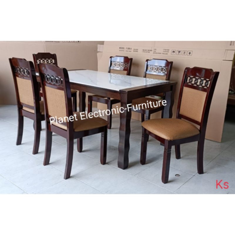 Jual Meja Makan kayu solid 6kursi Dining Set Dining Table Meja Cafe ...