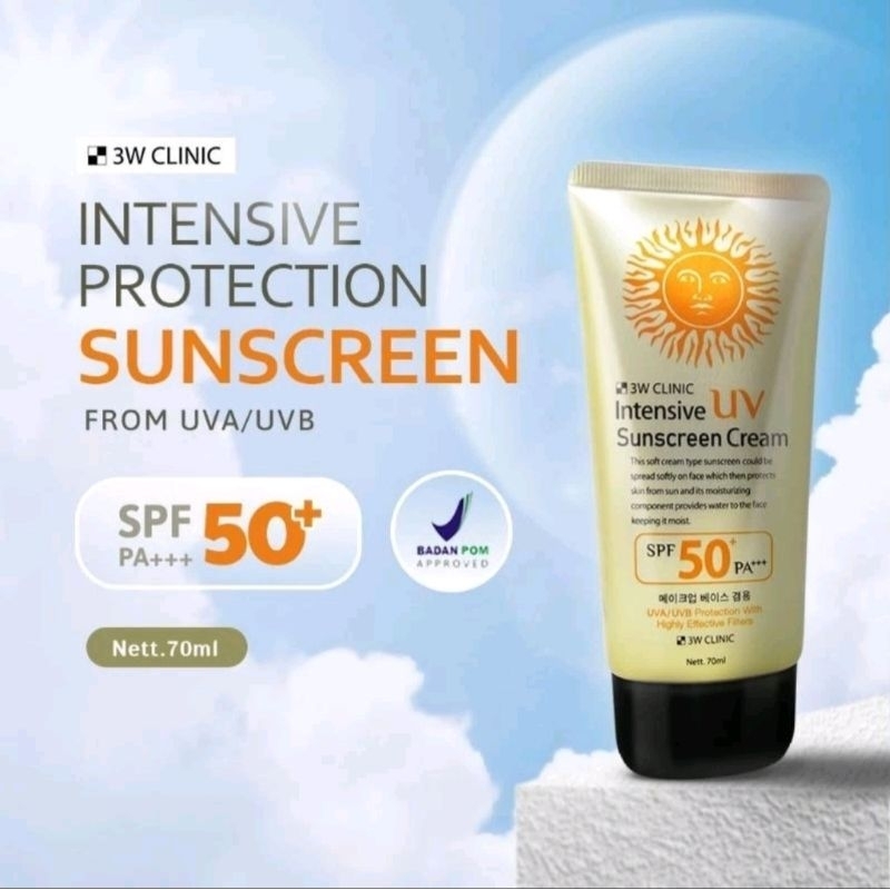 Jual Sunscreen 3WCLINIC Intensive UV SPF 50 PA+++ 70Ml BPOM / Produk Lokal | Shopee Indonesia