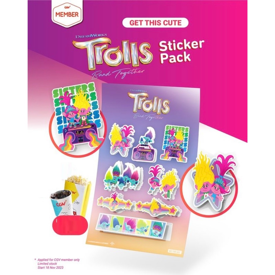 Jual Trolls Band Together x CGV Official Sticker Pack | Shopee Indonesia