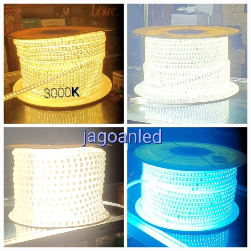 Jual LED Strip 2835 220V 120LED/m tanda potong per 20cm socket jepit ...