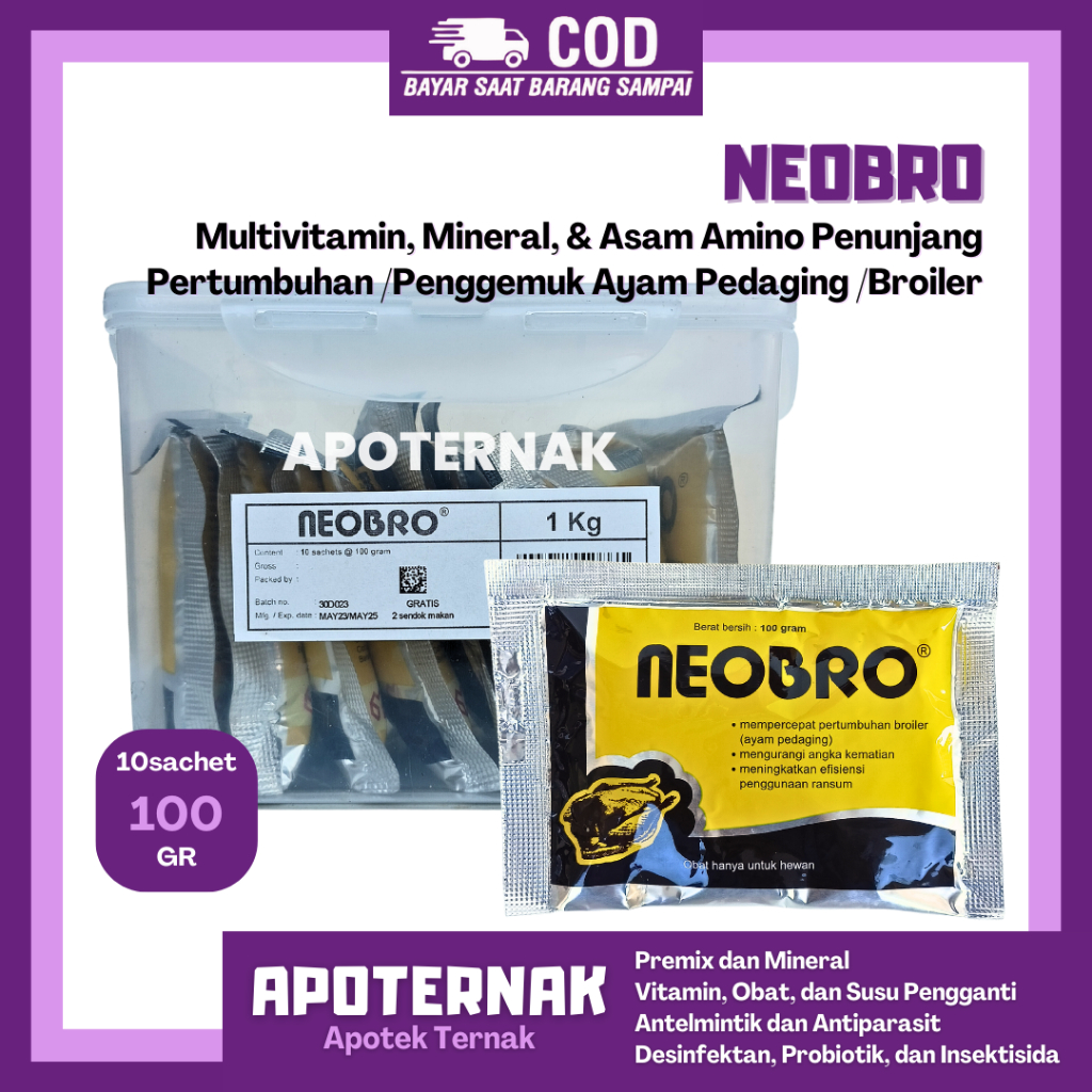 Jual NEOBRO 1 Kg (1 Box Isi 10 Sachet 100 gr) | Multivitamin Penambah ...