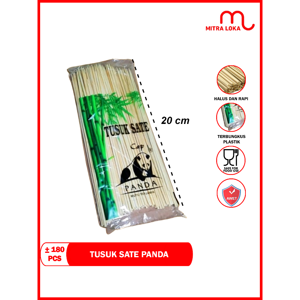 Jual Mitra Loka Tusuk Sate Cap panda Tusuk Sate Bambu | Shopee Indonesia