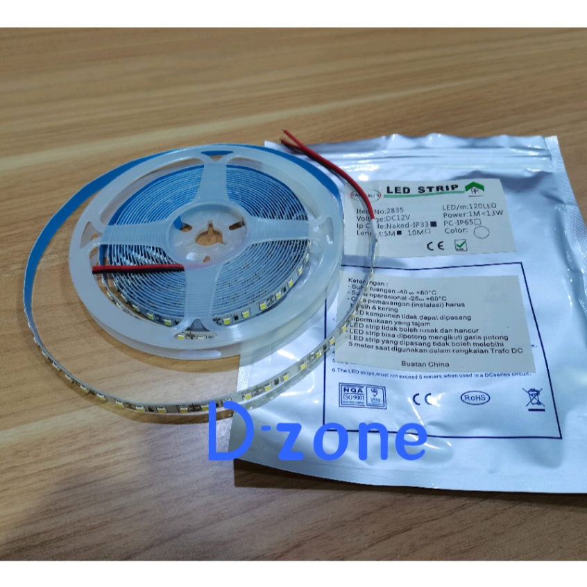 Jual Lampu strip 2835 mata rapet 5meter 120 LED DC 12volt lampu strip ...