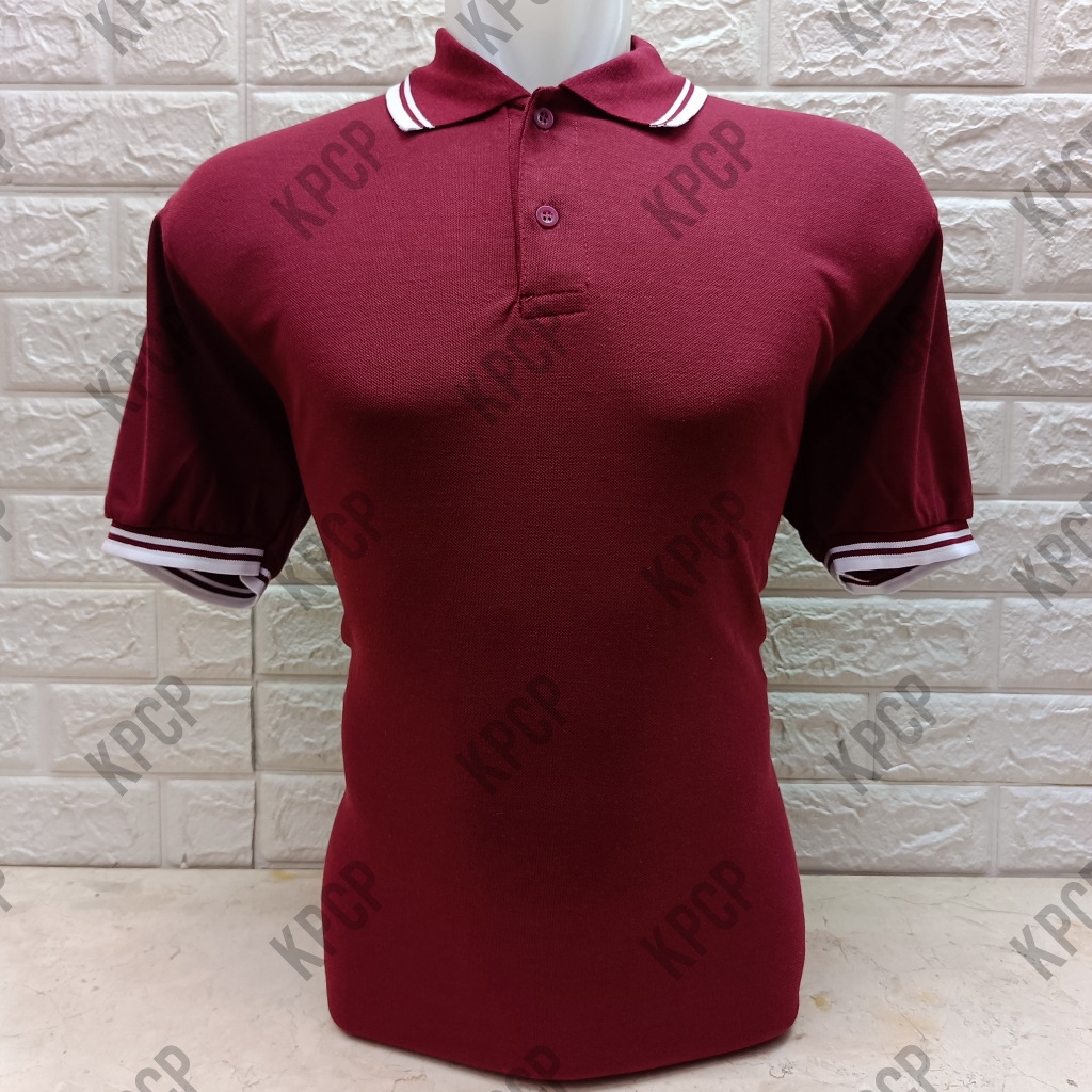 Jual Kaos kerah pria polos Maroon | kaos polo shirt seragam kerah list ...