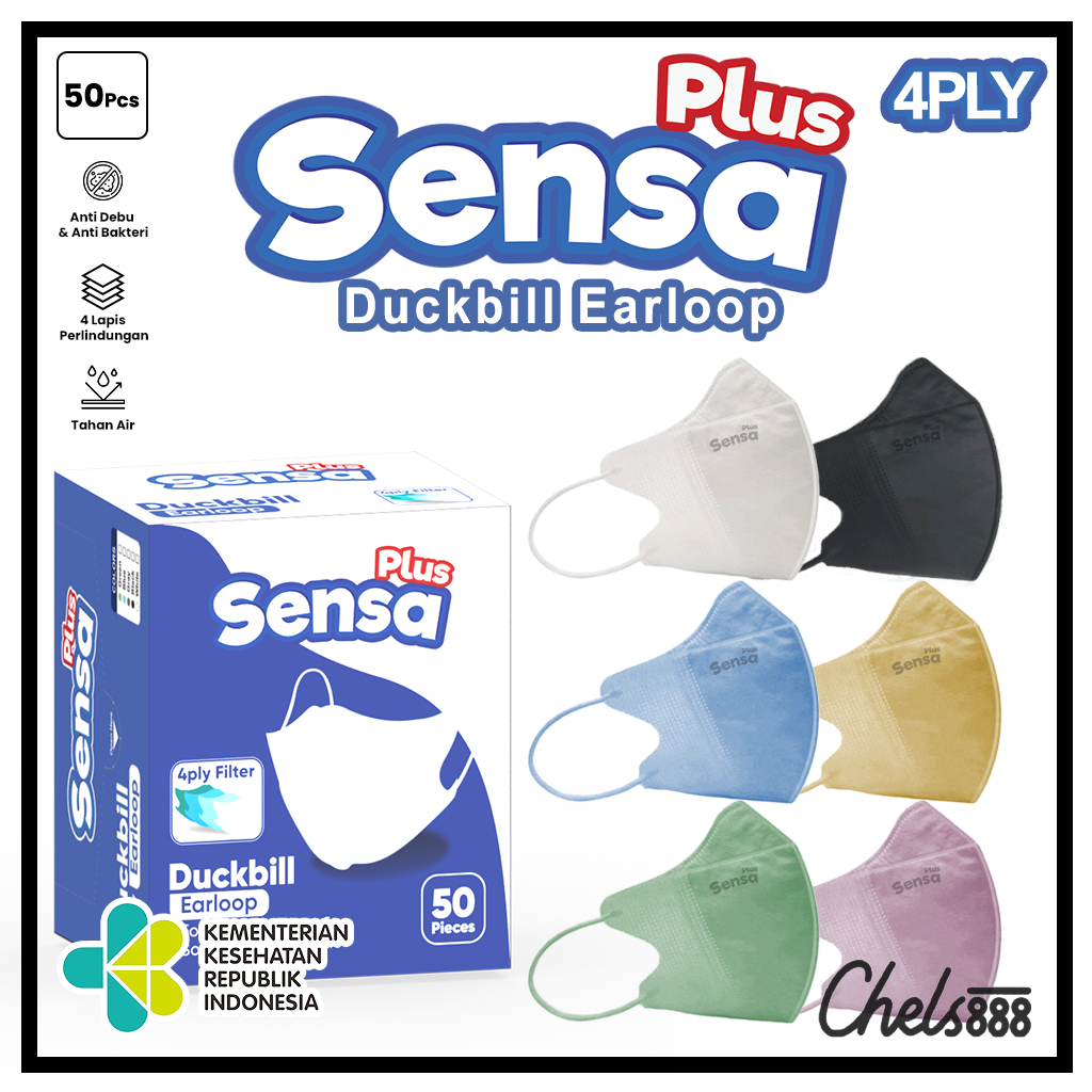Jual Masker Duckbill Sensa Plus / Duckbill Earloop 4Ply isi 50pcs | Shopee Indonesia