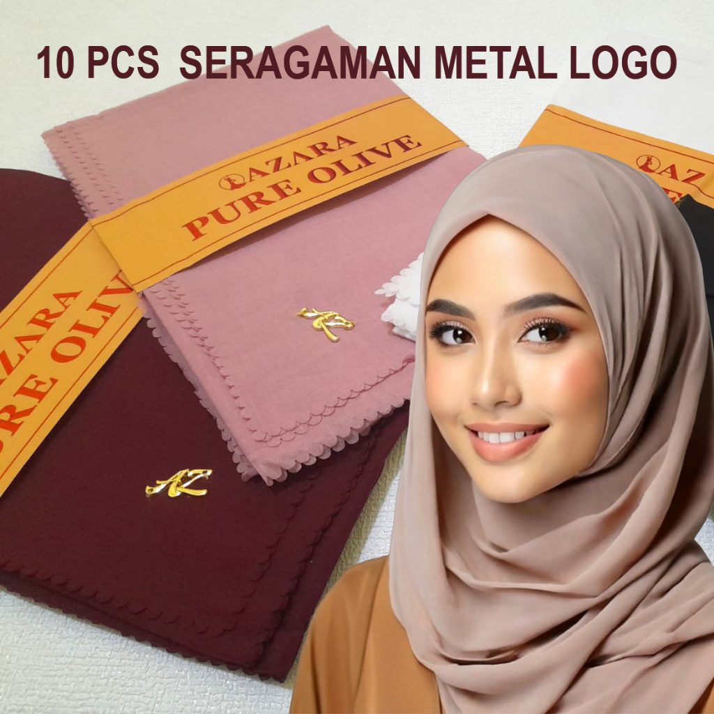 Jual AZARA HIJAB SEGI EMPAT PARIS PREMIUM PURE OLIVE METAL LOGO LC ...