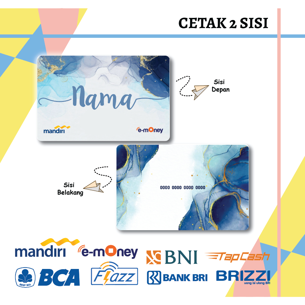 Jual KARTU EMONEY CUSTOM NAMA MARBLE BIRU BLUE MANDIRI FLAZZ BCA GEN 2 ...