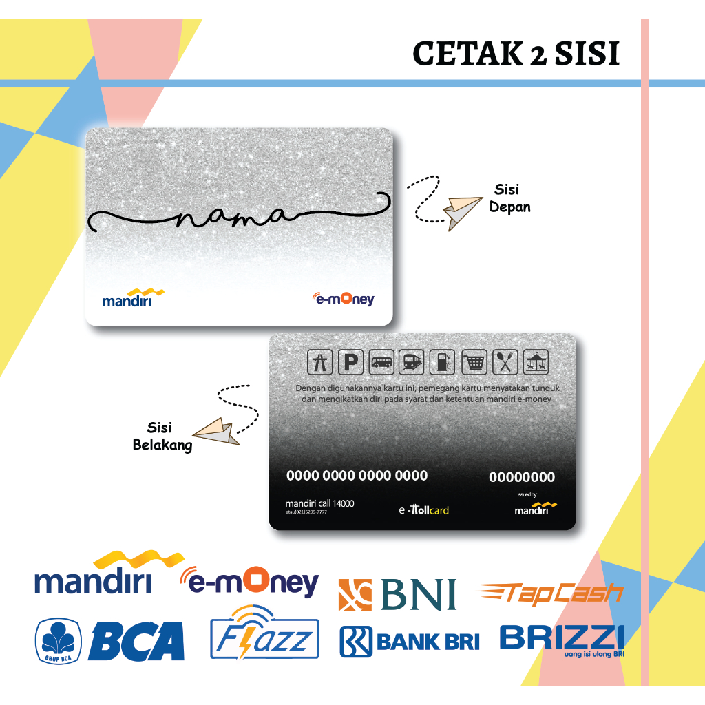 Jual KARTU EMONEY CUSTOM DESIGN GLITTER SILVER BLACK E MONEY MANDIRI ...
