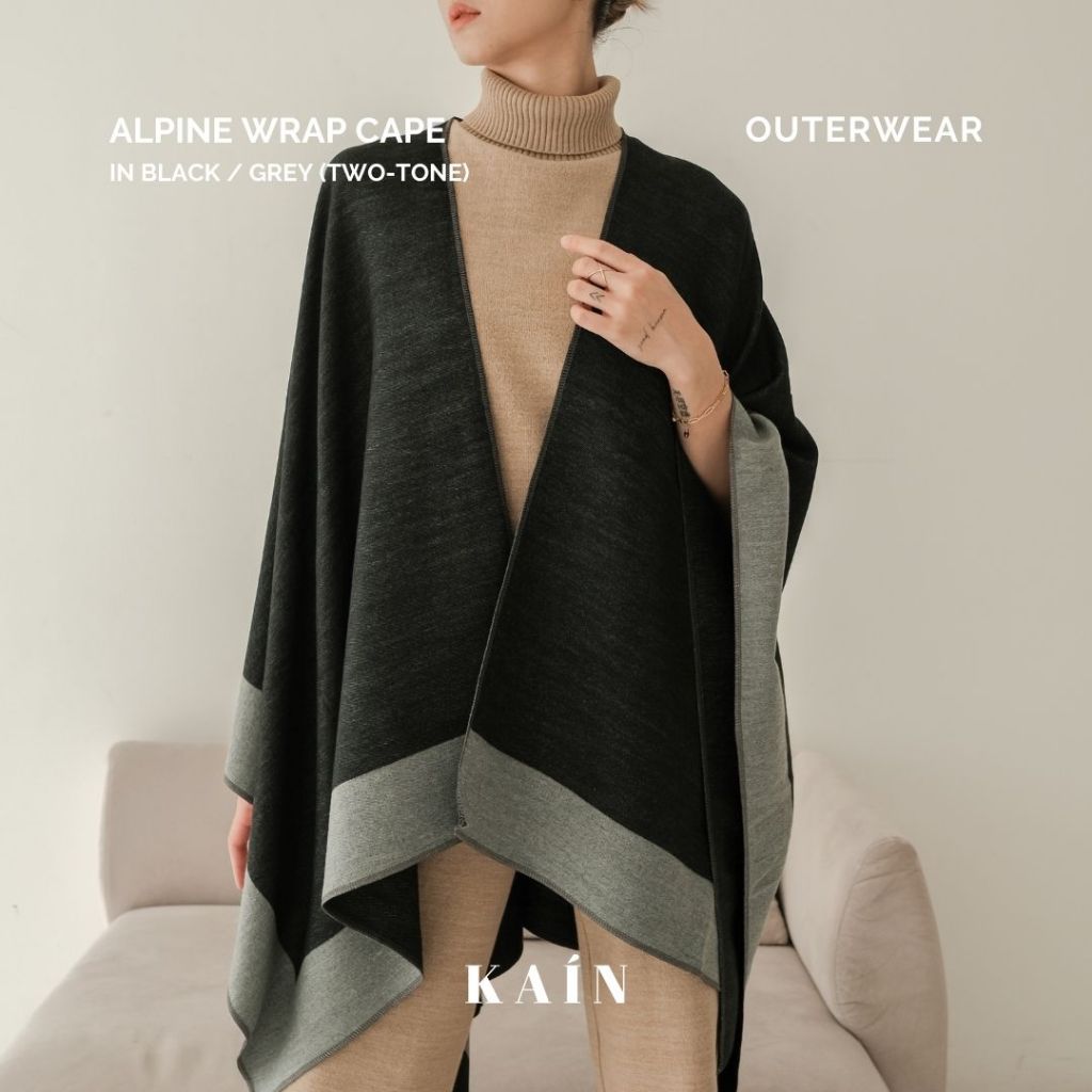 Jual SHOPKAIN Alpine Wrap Cape in Black/Grey (Two-Tone) - Outerwear ...