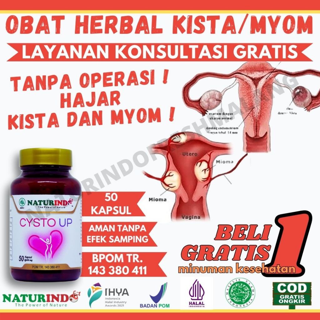 Jual Obat Kista Ovarium Coklat Bartholin Herbal Myom Rahim Cysto Up ...
